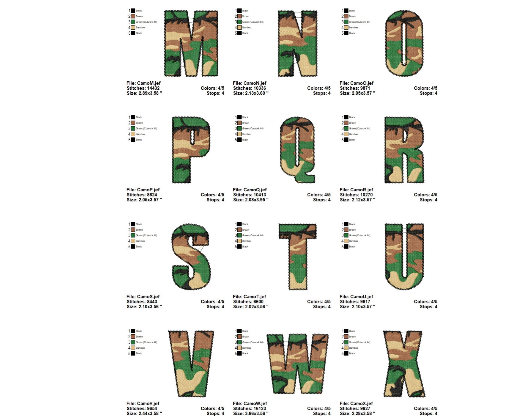 Military Camouflage Alphabet Embroidery Design – Army Style Font – 26 ...