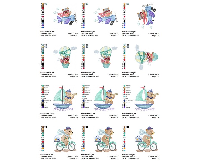 Teddy Cartoon Machine Embroidery Design, Instant Download - Etsy