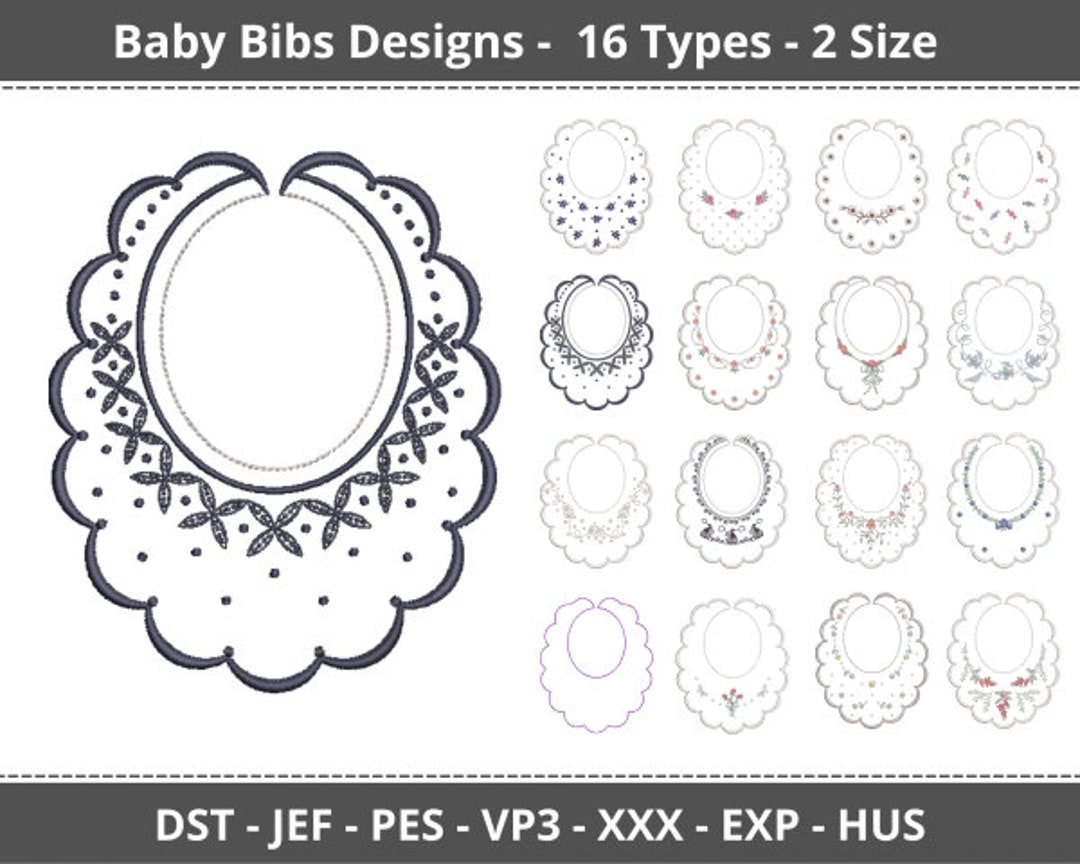 16 Types Baby Bibs Embroidery Design - Machine Embroidery Pattern – 2 ...