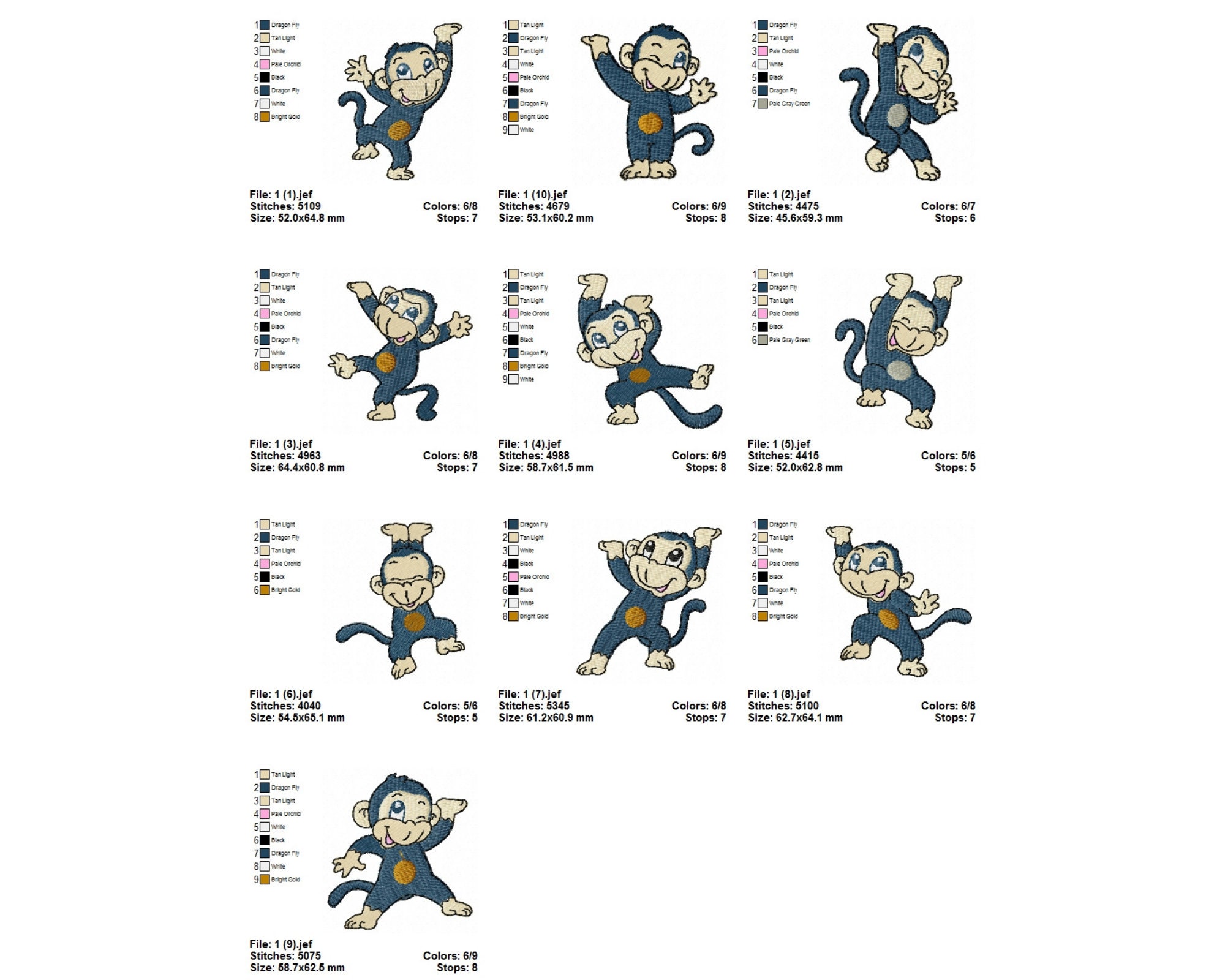 Crazy Monkey Machine Embroidery Design-animal Embroidery-10 Types ...