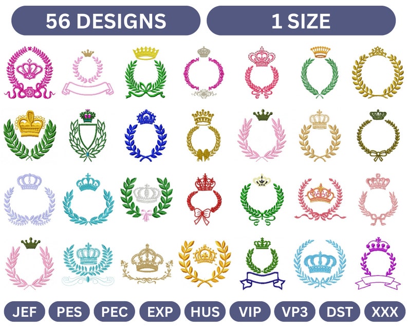 Crown Frames Machine Embroidery Design,instant Download - Etsy