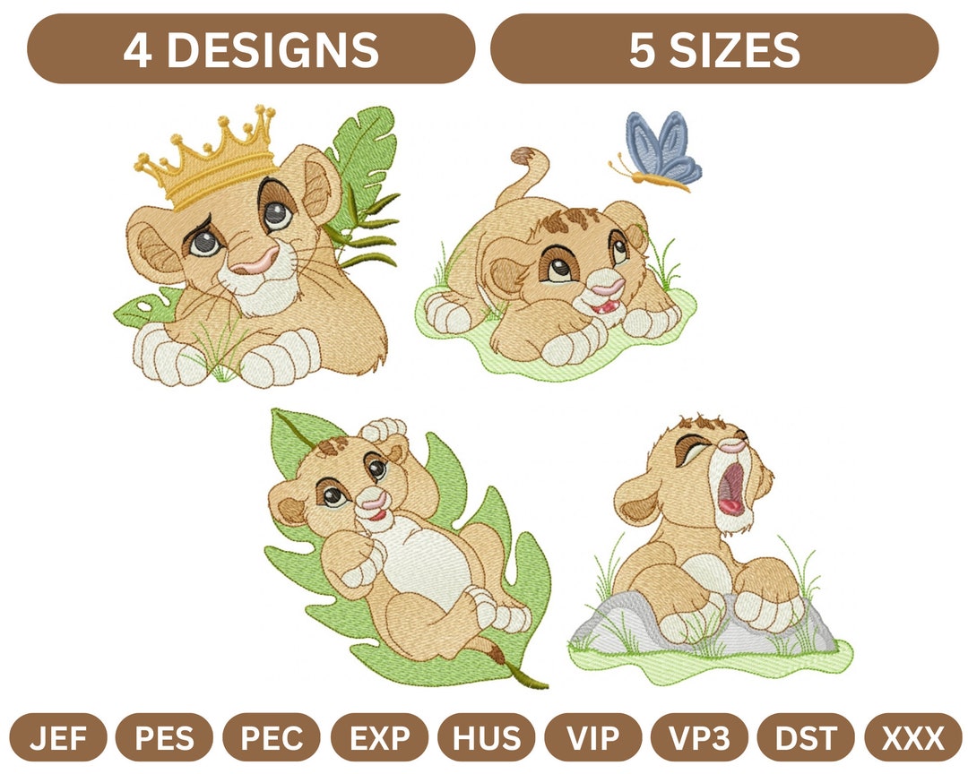 4 Types Cute Baby Lion Embroidery Designs –5 Size , Instant Download - Etsy