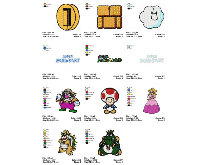 Super Mario Cartoon Machine Embroidery Design,instant Download - Etsy