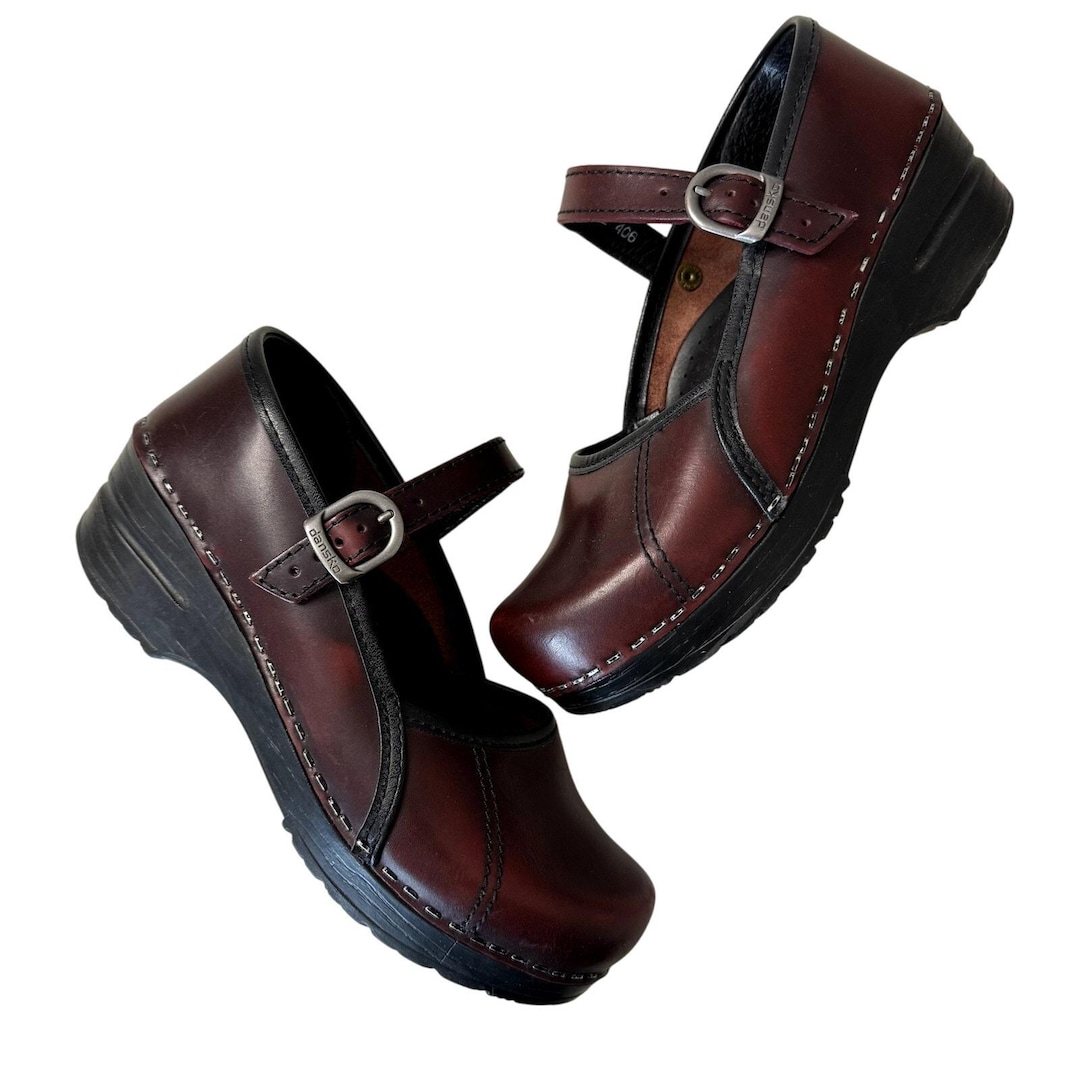 Dansko Marcelle Pro Mary Jane Clogs Size 35 Women's Maroon Burgundy - Etsy