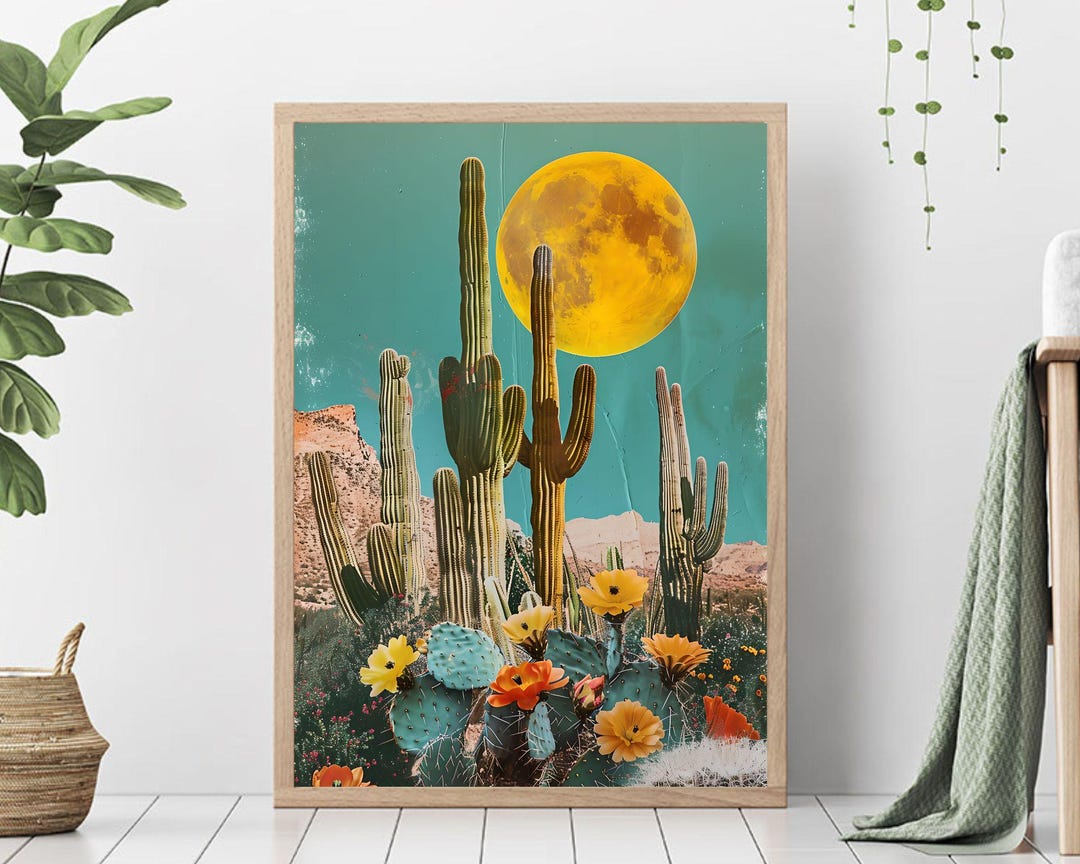 Desert Surreal Collage Art, Desert Moon Art Print, Desert Them Wall Art ...