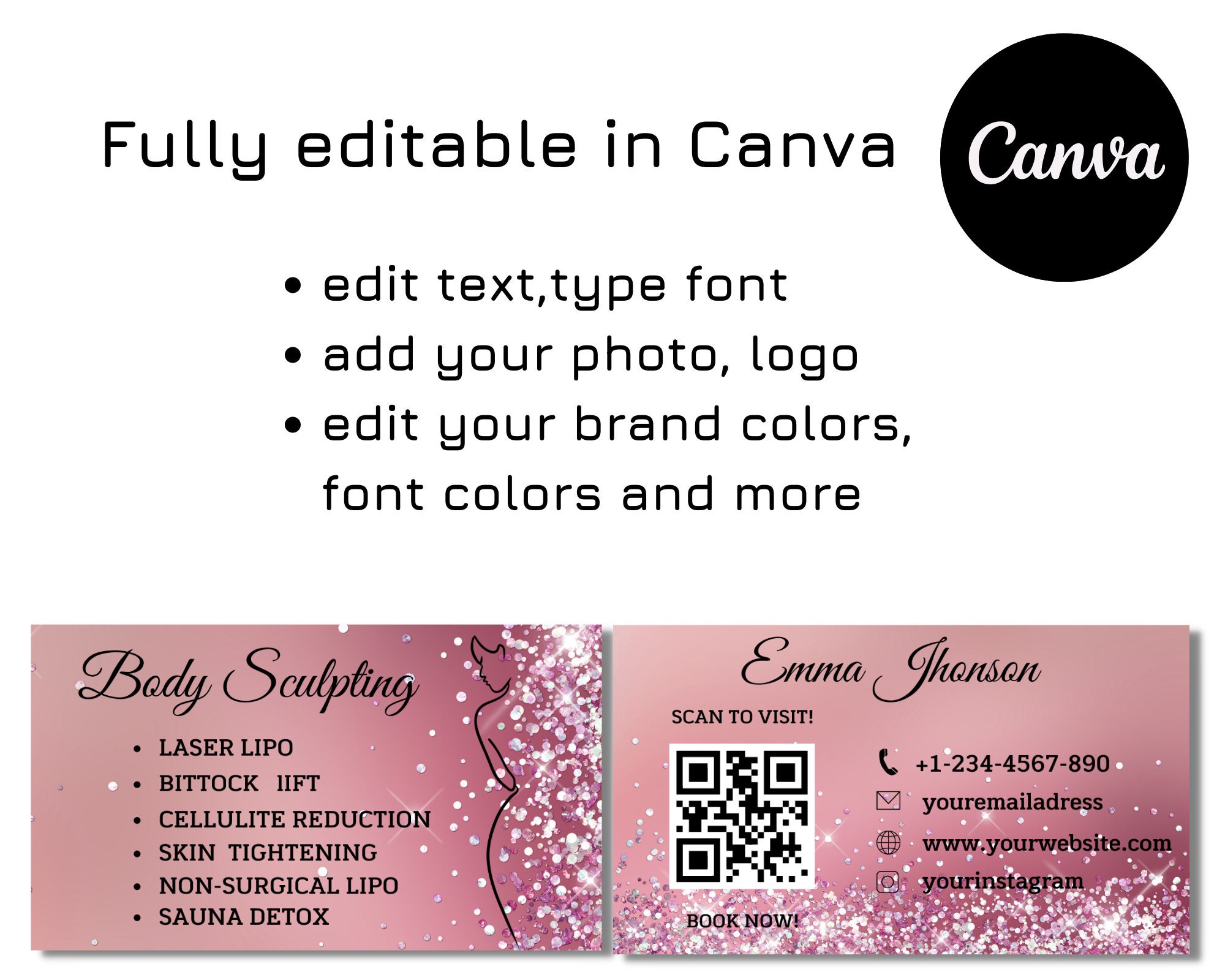 Body Contouring Business Card Rose Gold, Body Sculpting Business Card ...