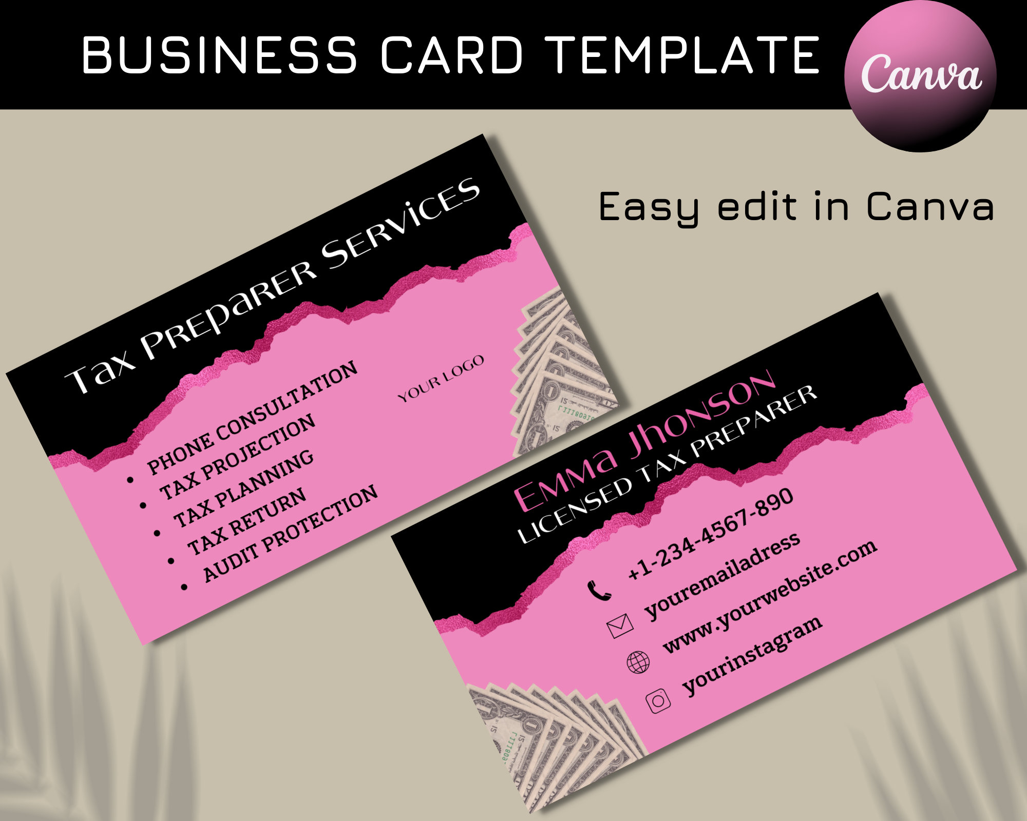 Diy Tax Business Card, Tax Prep Business Card, Tax Refund Business Card ...