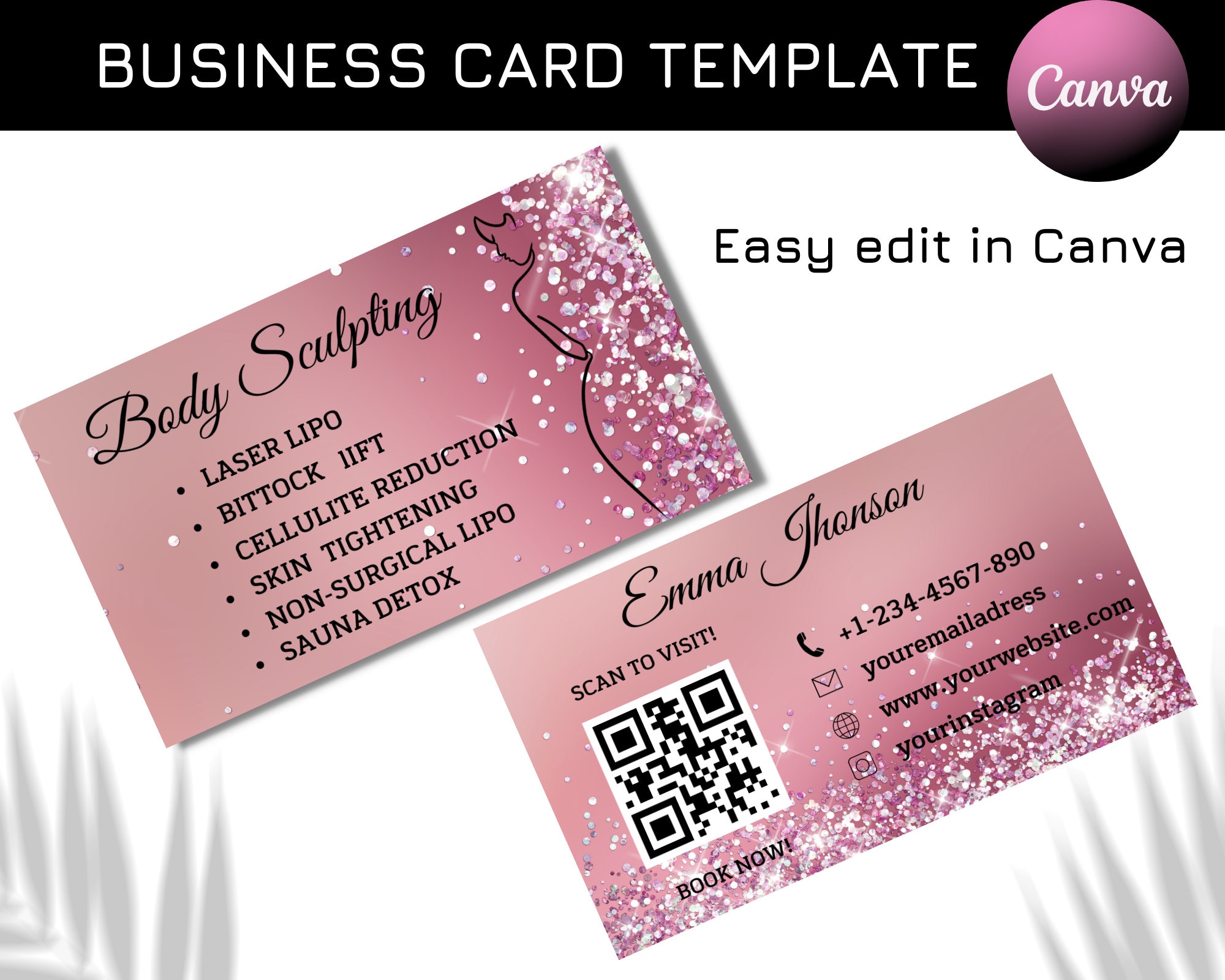 Body Contouring Business Card Rose Gold, Body Sculpting Business Card ...
