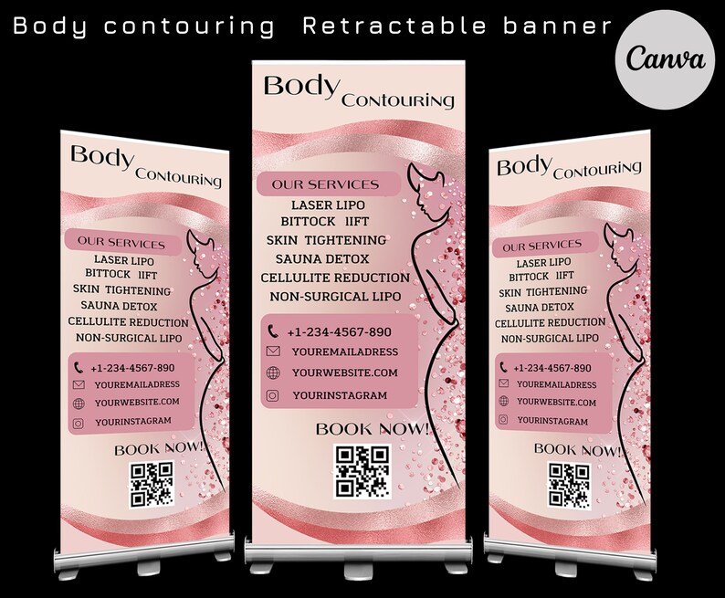 Body Contouring Rertactable Banner Template Rose Gold, Roll up Banner ...