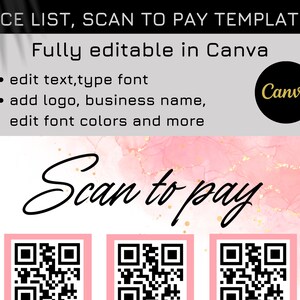 Scan to Pay Template Pink, Scan and Pay Sign, Printable QR Code Sign ...