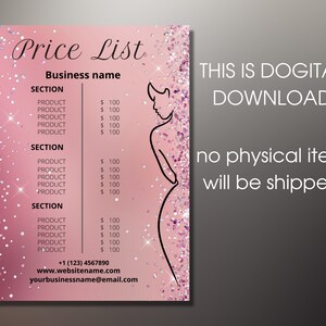 Body Sculpting Price List Template, Body Contouring Price List, Waxing ...