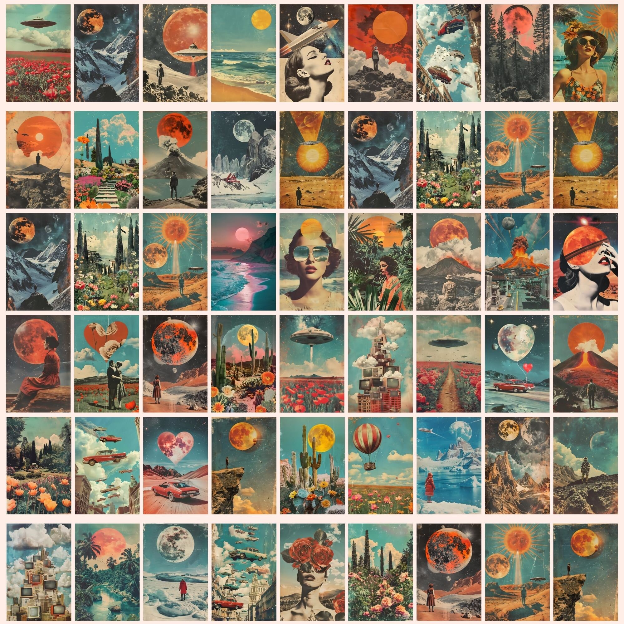 Surreal Collage Art, Retro Collage Wall Art, Vintage Wall Art ...