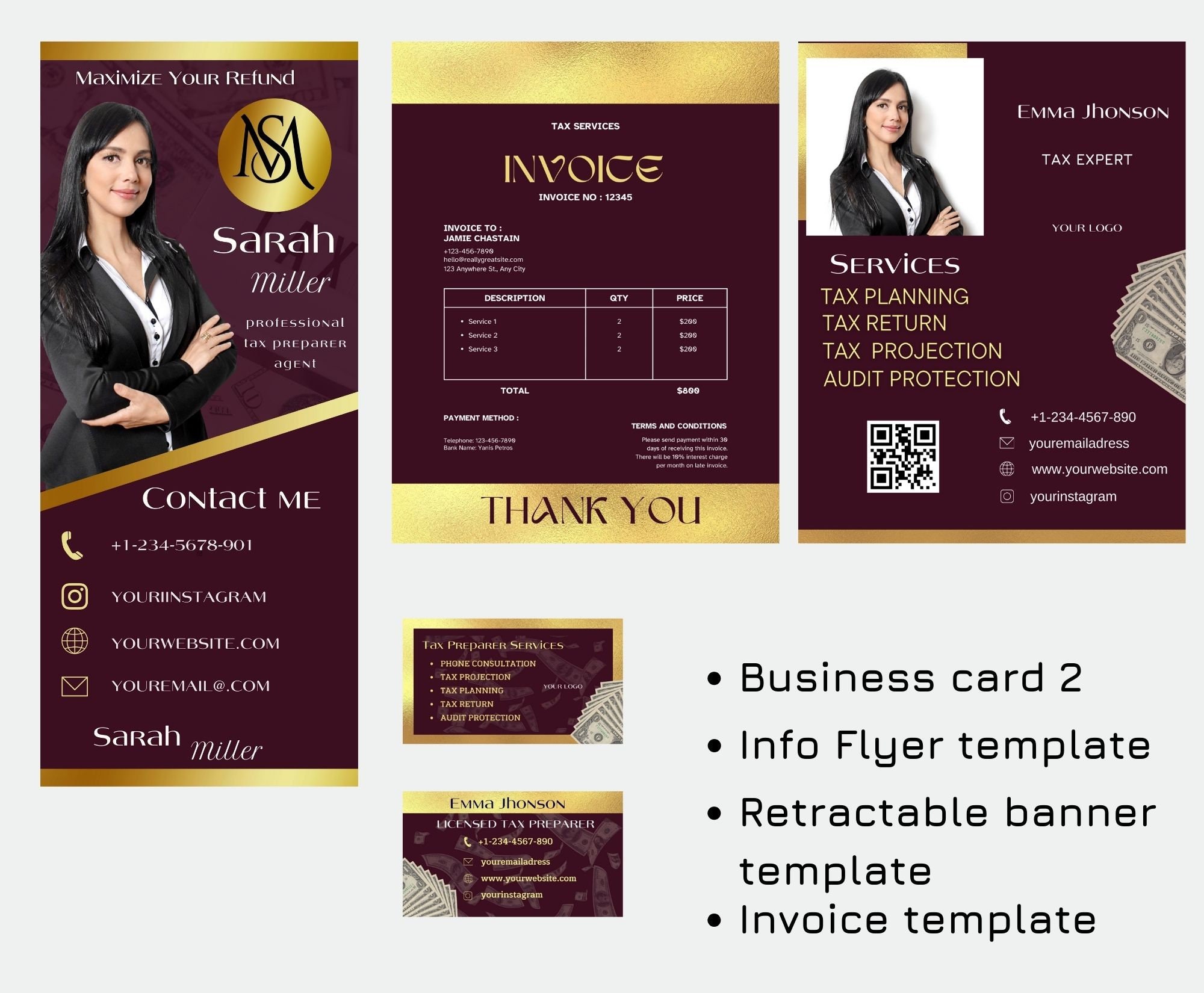Tax Branding Bundle, Tax Marketing Kit, Canva Tax Website, Tax Prep ...