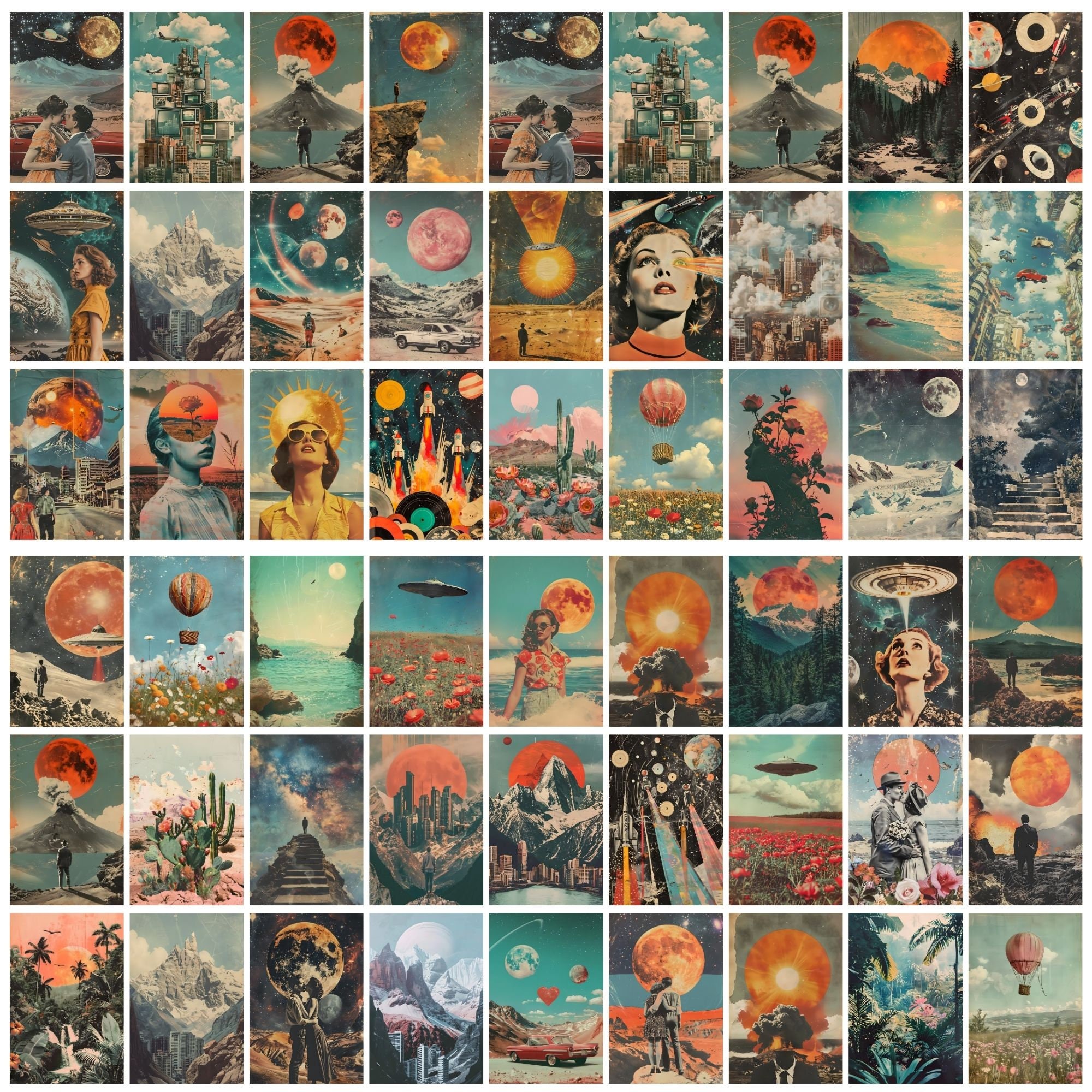 Surreal Collage Art, Retro Collage Wall Art, Vintage Wall Art ...