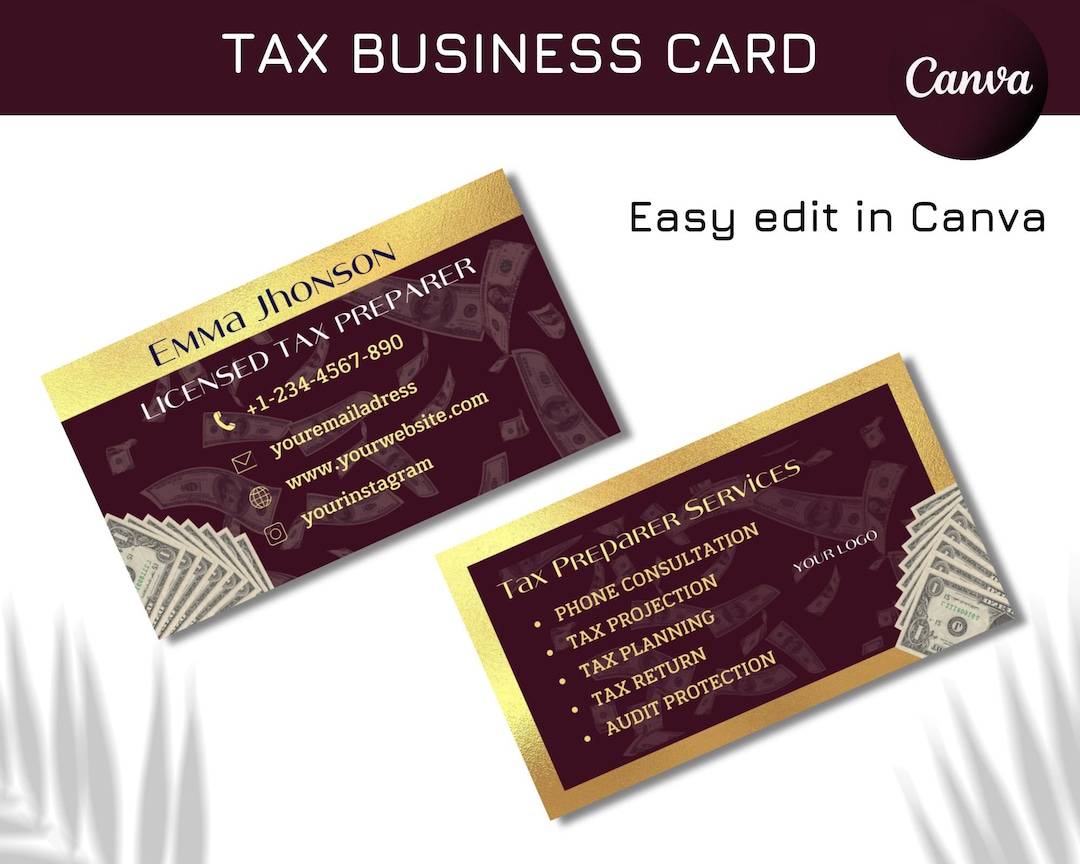 Tax Prep Business Card Template, Accounting Business Card, Tax Season ...