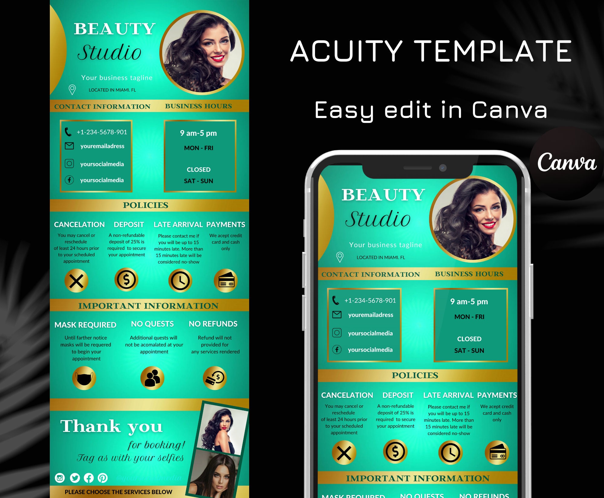 Acuity Template Blue Gold, Acuity Scheduling Template Emerald, Acuity ...