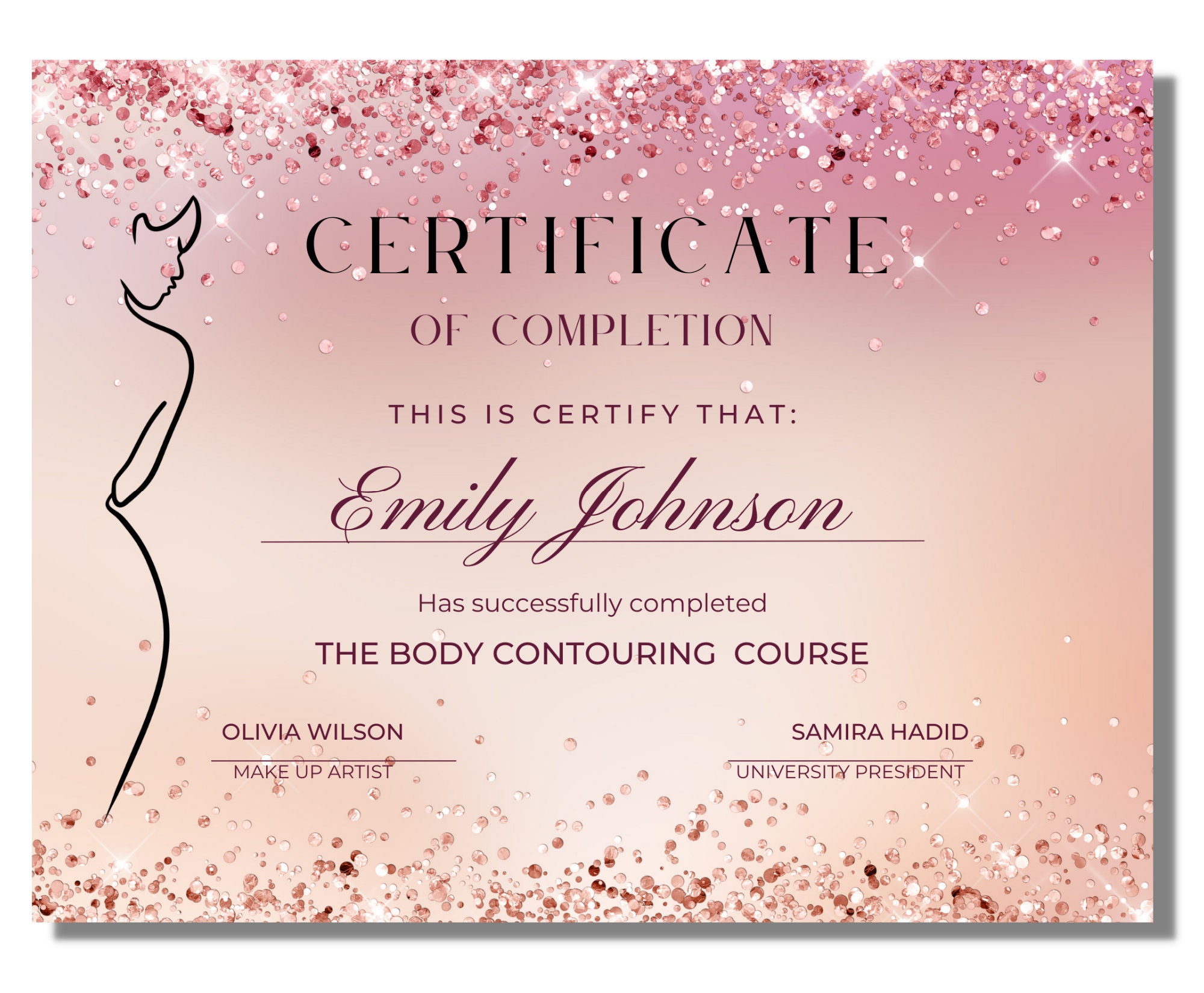 Body Contouring Certificate of Completion Template, Body Sculpting Diy ...