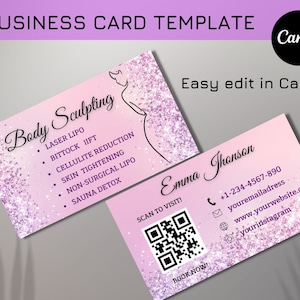 Body Sculpting Business Card, Purple Body Contouring Card Template ...