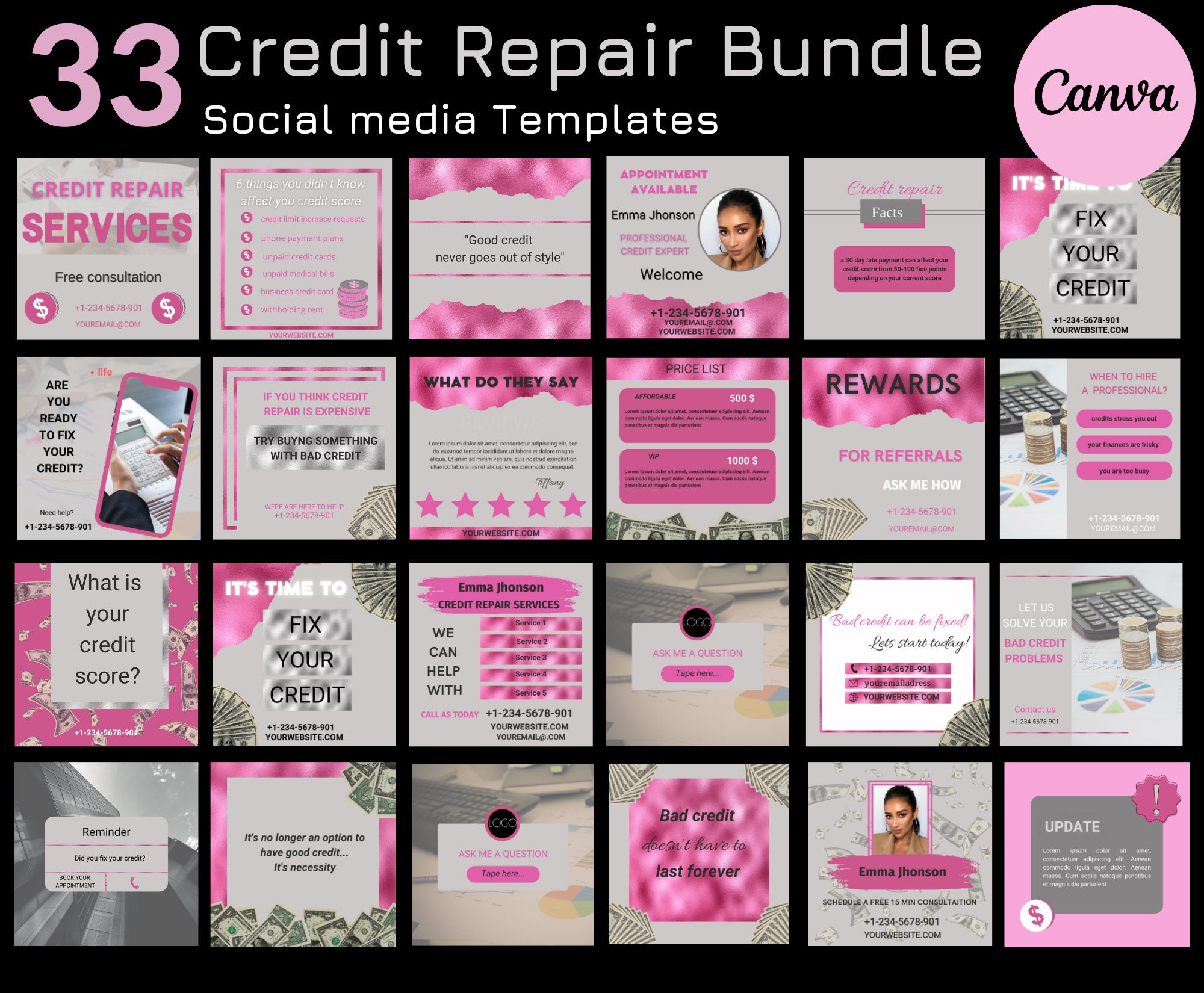 Credit Repair Flyer Pink Gray, Credit Repair Social Media Post, Credit ...