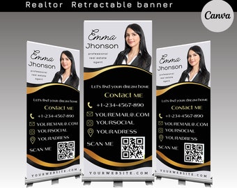 DIY Real Estate Agent Retractable Banner Template, Realtor Roll up ...