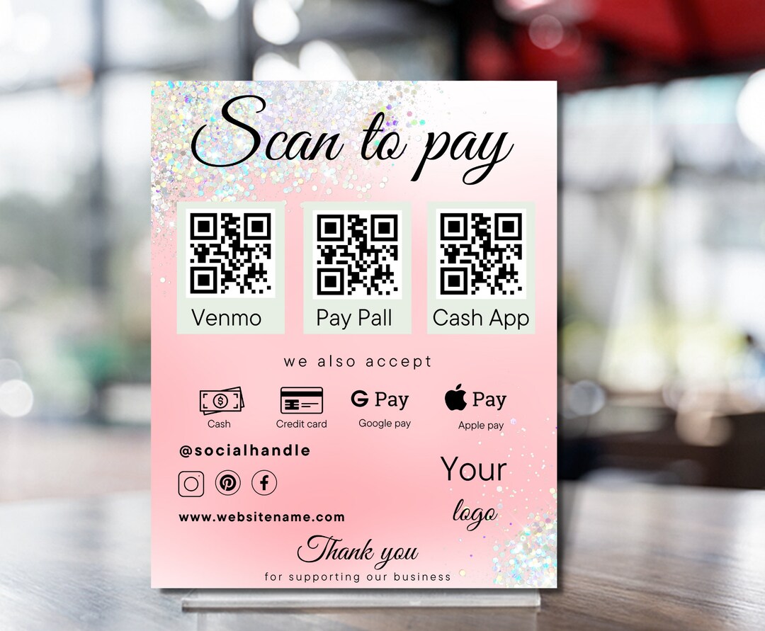Scan to Pay Sign, Scan to Pay Template, Printable Payment Sign ...