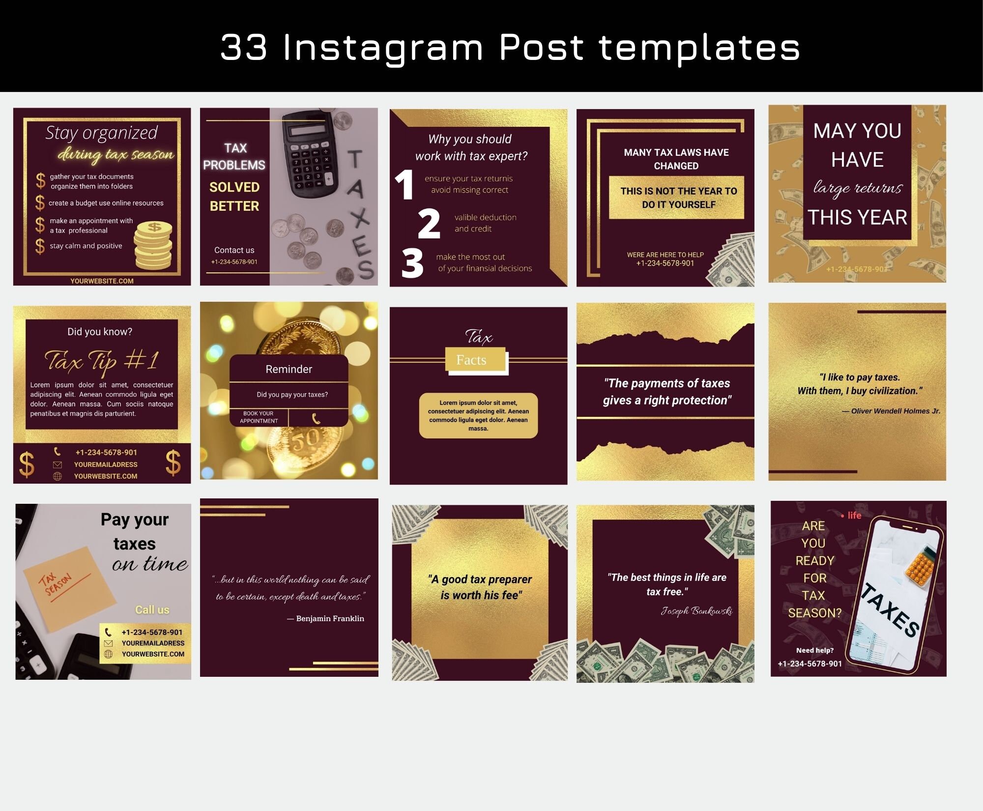 Tax Branding Bundle, Tax Marketing Kit, Canva Tax Website, Tax Prep ...
