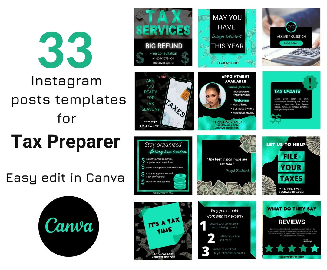 Tax Prep Instagram Post Templates, Tax Preparer Flyer Bundle (canva) - Etsy