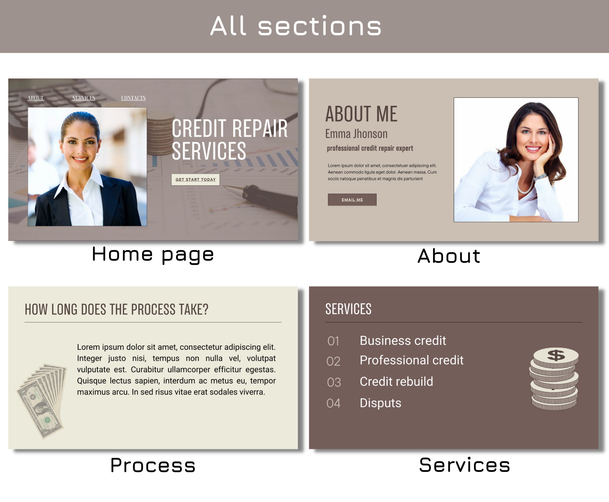 Credit Repair Canva Website Template, Sales Page Canva Credit Repair ...