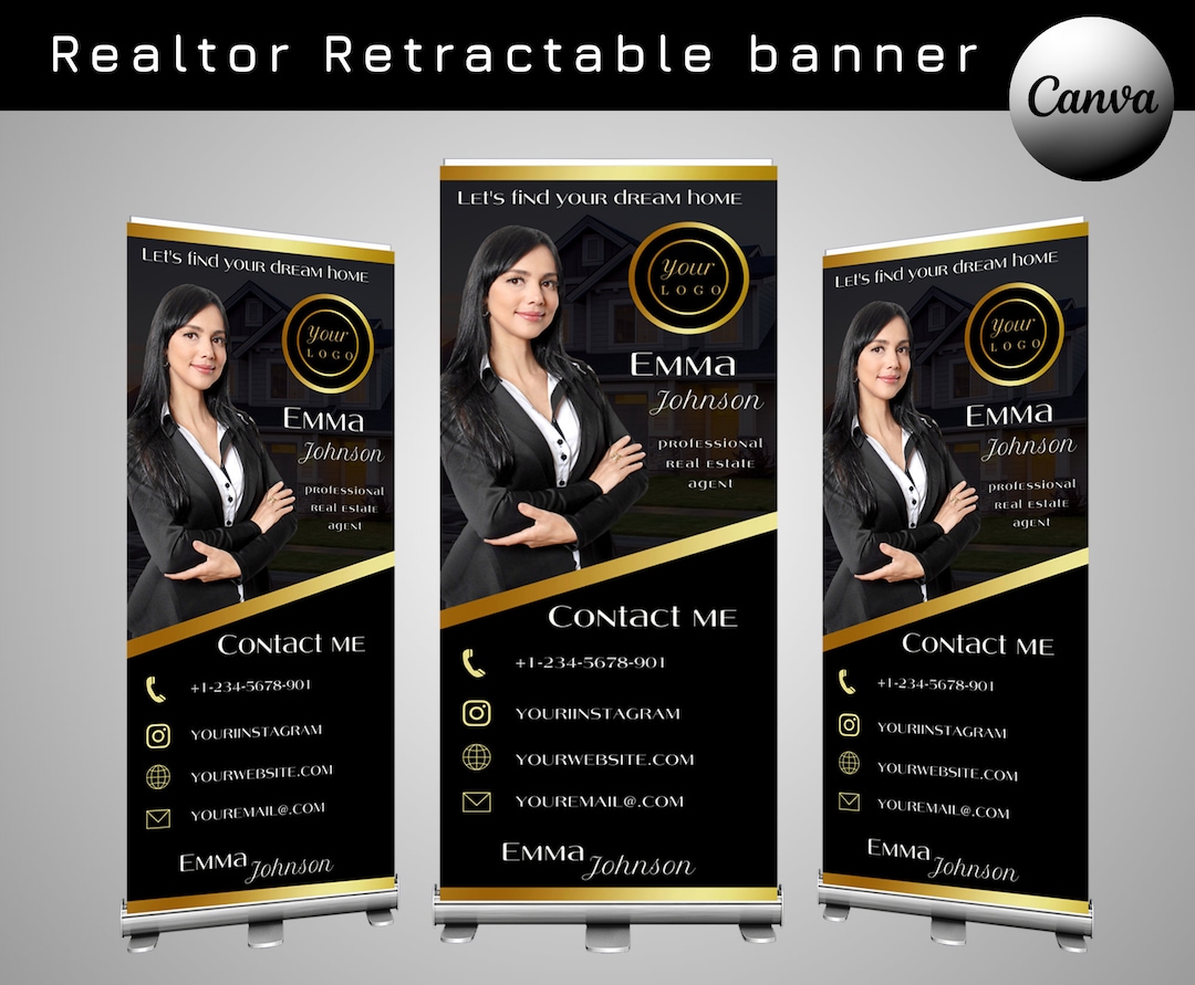 Retractable Banner Template Fo Real Estate Agent, Realtor Roll up ...