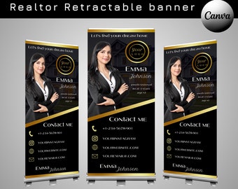 DIY Real Estate Agent Retractable Banner Template, Realtor Roll up ...