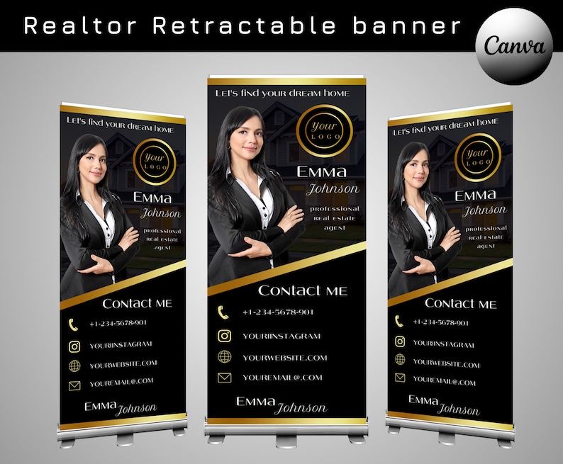 Retractable Banner Template Fo Real Estate Agent, Realtor Roll up ...