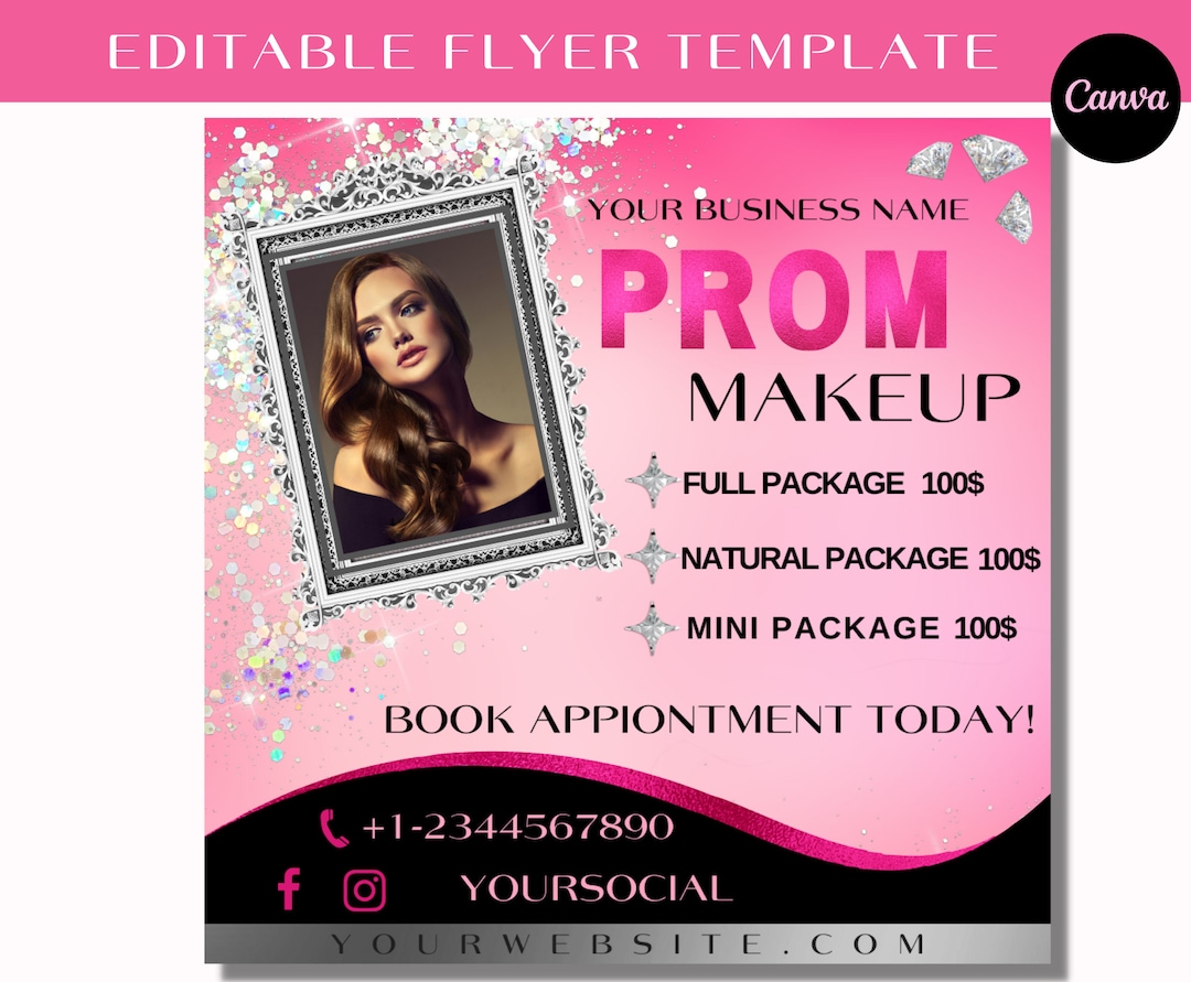 Prom Makeup Flyer, MUA Flyer, Prom Makeup, Flyer Template, Book Now ...