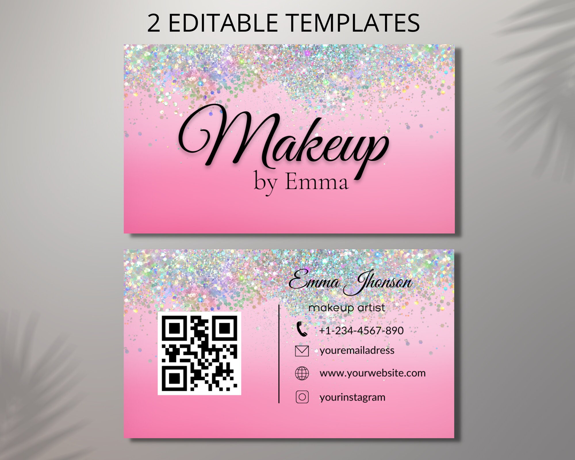 Business Card With Qr Code Hot Pink Sparkle, QR Code Business Card ...