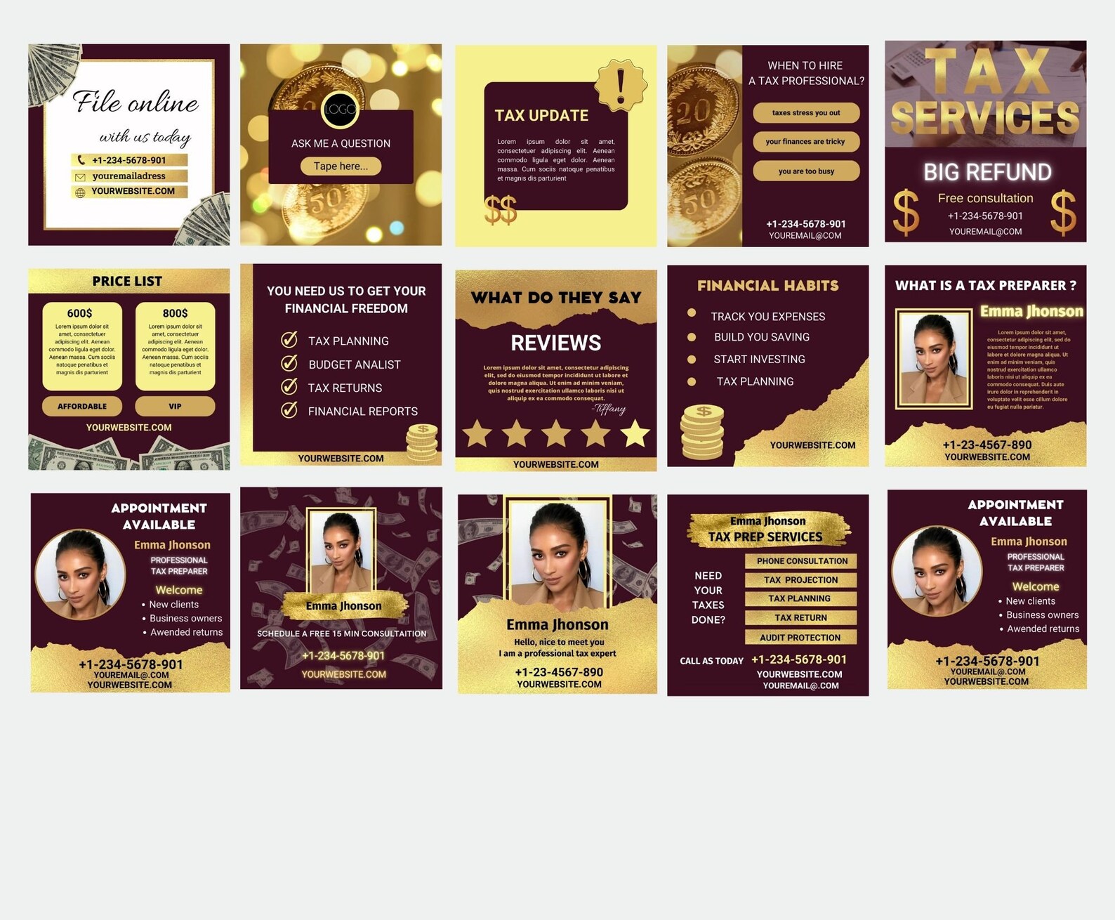 Tax Branding Bundle, Tax Marketing Kit, Canva Tax Website, Tax Prep ...
