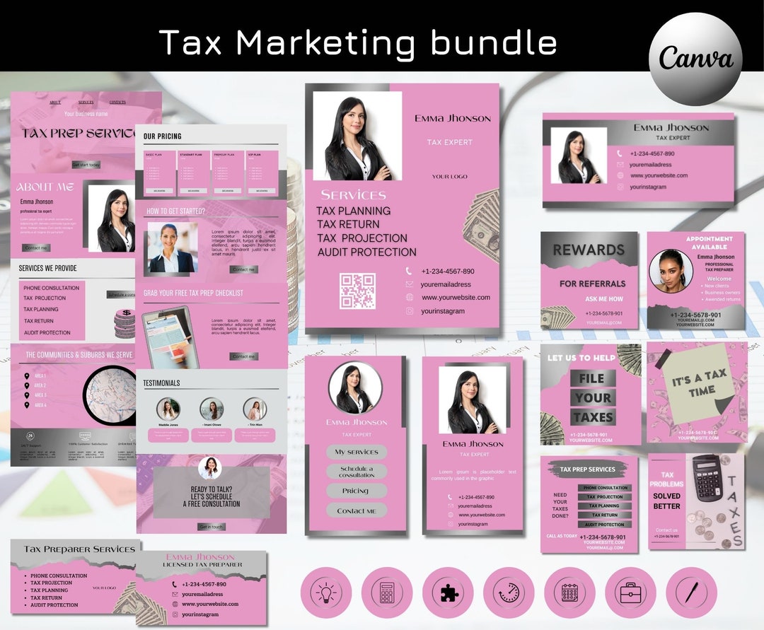 Tax Prep Marketing Kit, Tax Flyer Bundle, Tax Website, Tax Business ...