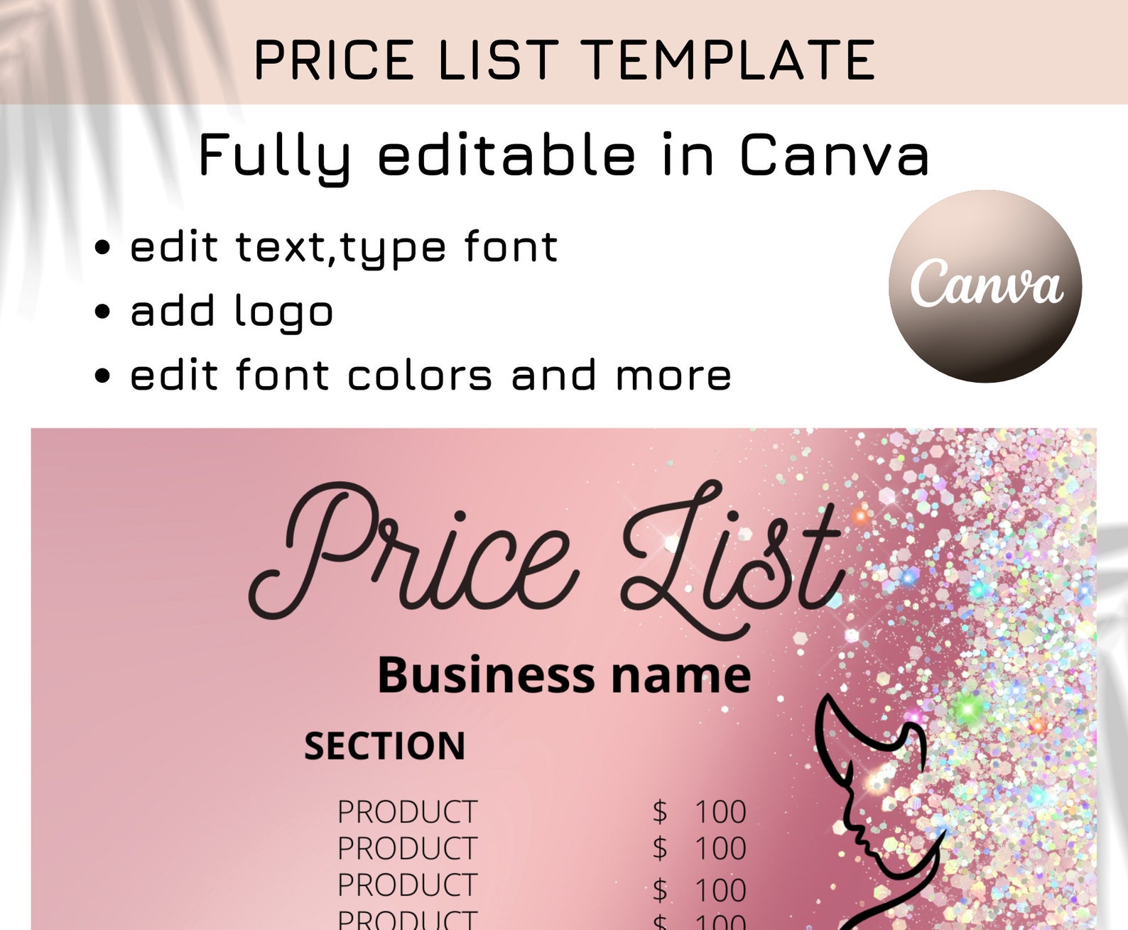 Body Contouring Price List Template Rose Gold, Body Sculpting Pricelist ...
