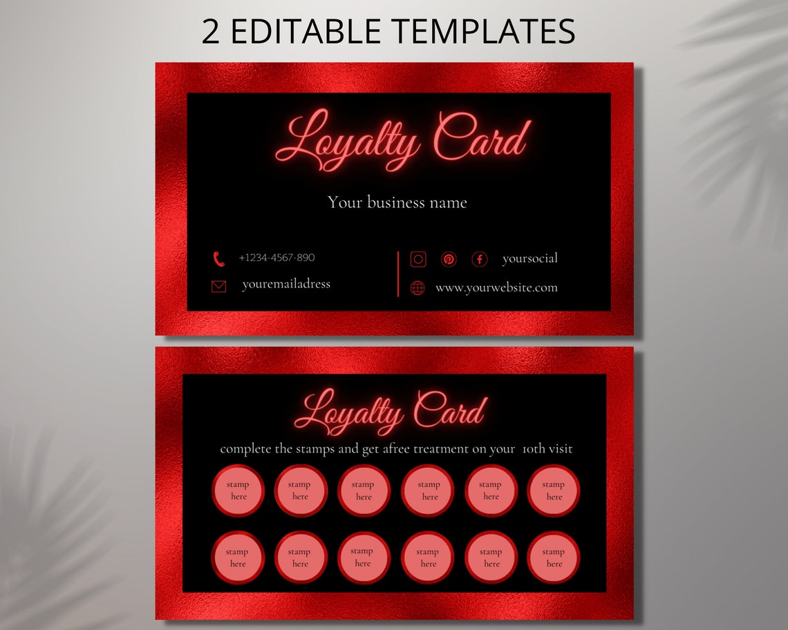 Loyalty Card Template Stamp Red - Etsy