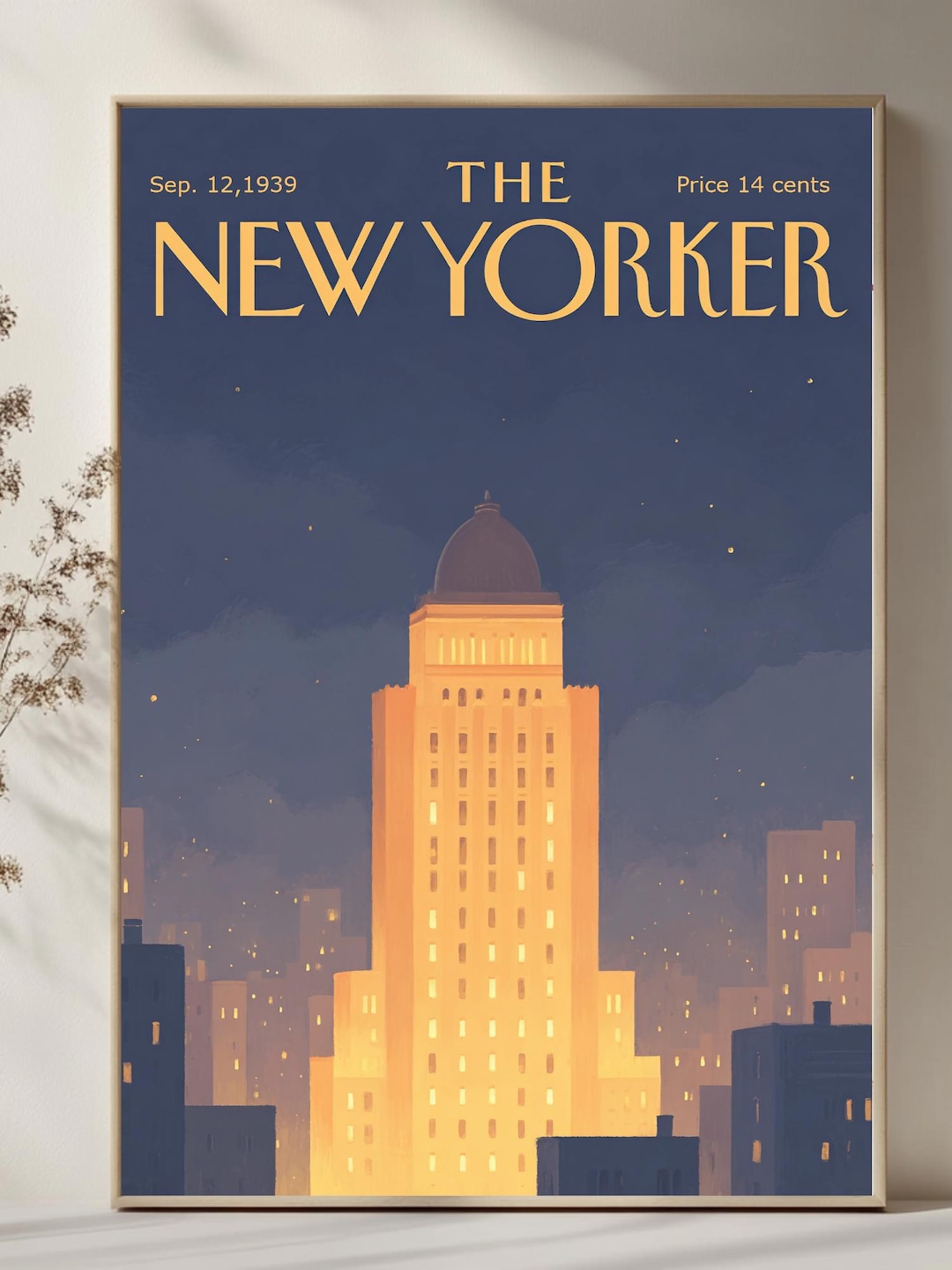 Vintage New Yorker Night Cityscape Cover Poster (digital Download) - Etsy
