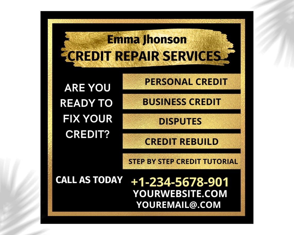 Credit Repair Flyer Social Media Credit Repair Templates - Etsy