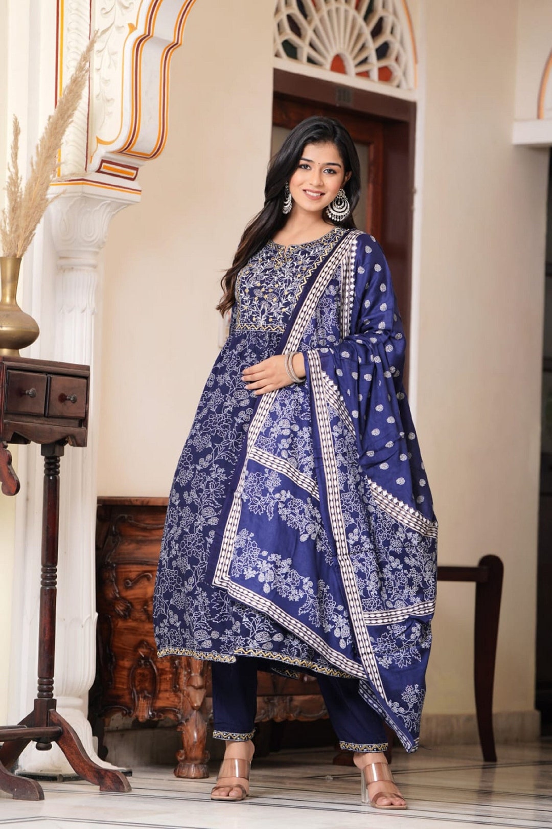 Heavy Embroidery Work Kurti With Pant Dupatta Set Women - Etsy