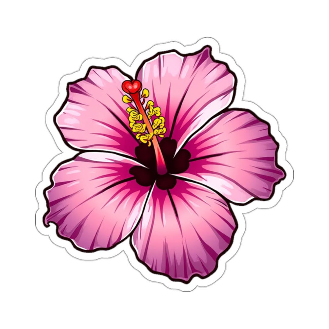 Hibiscus Kiss-cut Stickers, Laptop Decal, Vinyl Sticker, Beach Theme ...