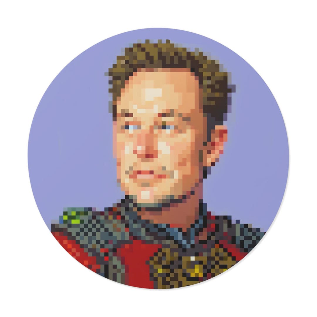 Elon Musk | Pixelated | Round Sticker | X | Twitter | Profile Pic ...