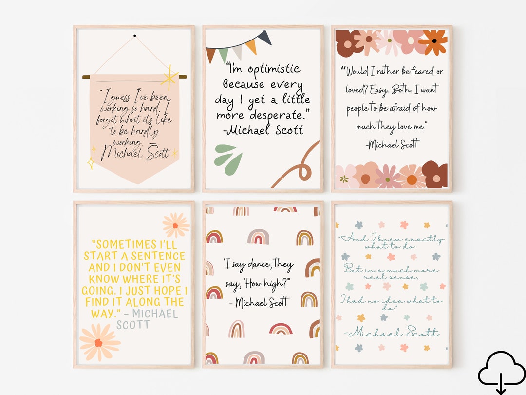 The Office Classroom Decor Set of 6, Michael Scott Inspirational Quote ...