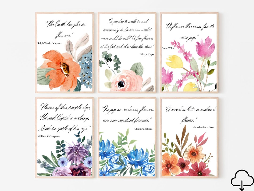 Floral Literary Quotes Set of 6, Boho, Literature, Classroom Decor ...