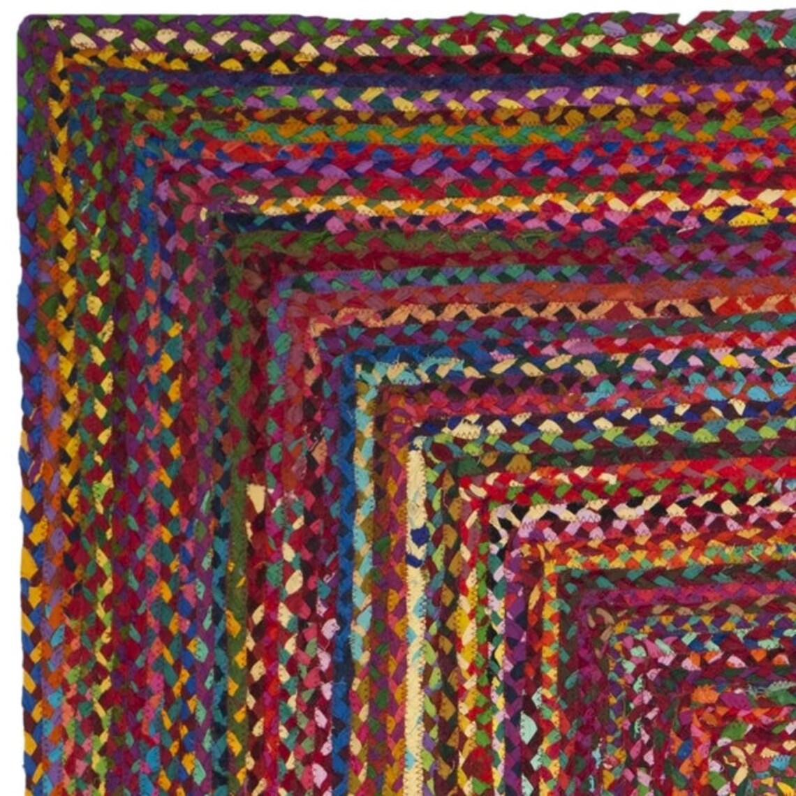 Hand Braided Bohemian Colorful Cotton Chindi Area Rug Multi Color Home ...