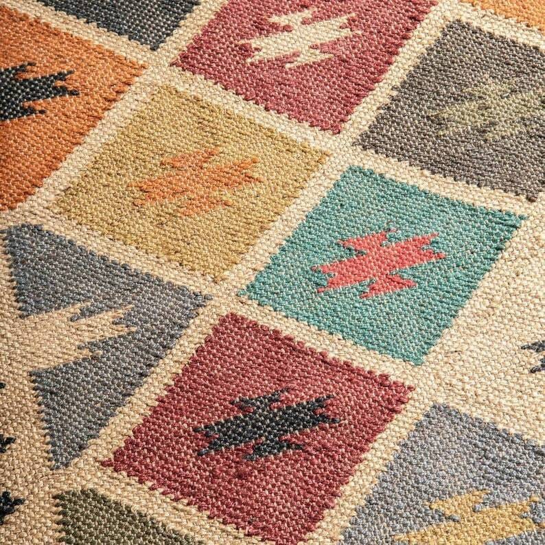 Handmade Kilim Runner Rug , Handwoven Wool and Jute Runner, Bohemian ...