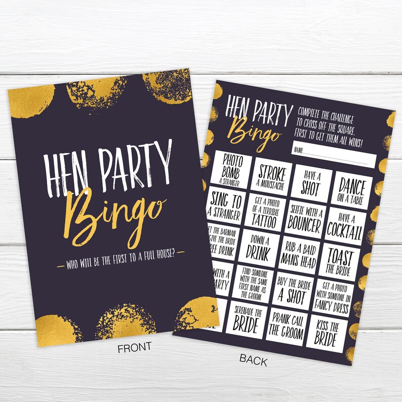 HEN PARTY BINGO A Fun Hen Do Bachelorette Party Game - Etsy UK