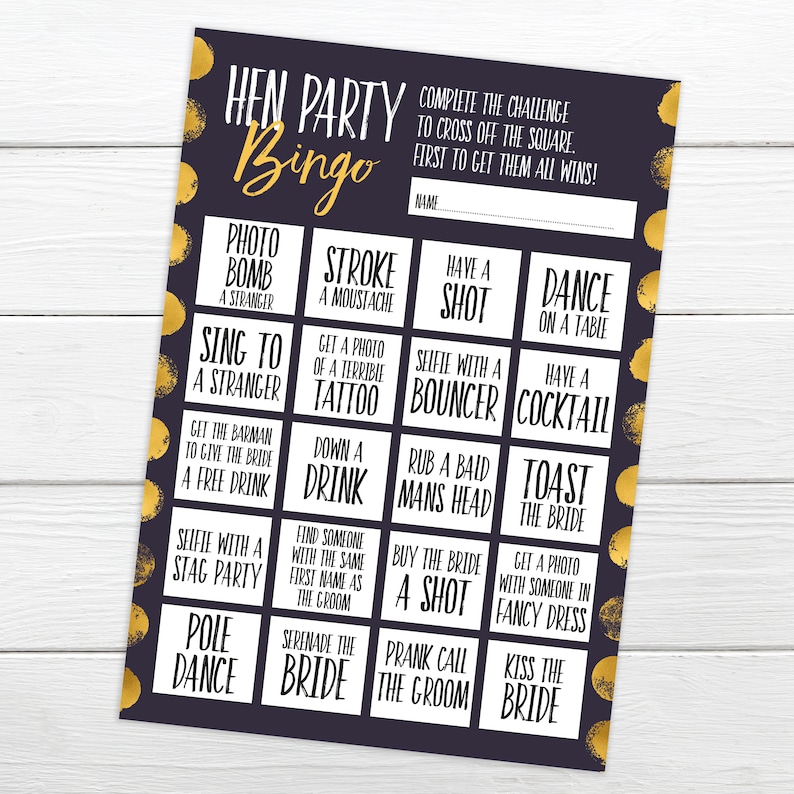 HEN PARTY BINGO A Fun Hen Do Bachelorette Party Game - Etsy UK