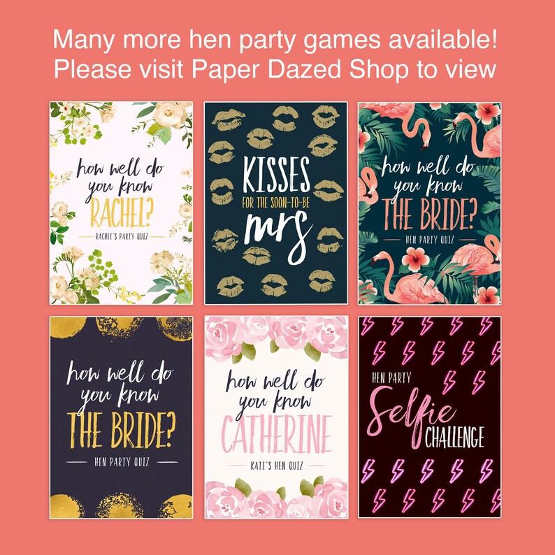 HEN PARTY BINGO A Fun Hen Do Bachelorette Party Game - Etsy UK