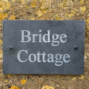 Engraved Slate House Sign: Personalized Name Number Plaque (300x200mm ...